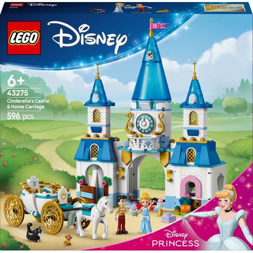 LEGO Disney Princess 43275 - Castelo da Cinderela e Carruagem com Cava ...