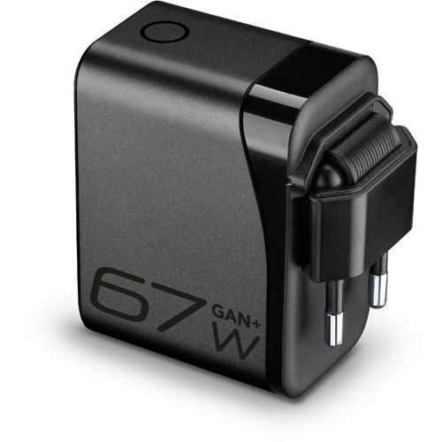 Carregador GaN+ USB+2 xUSB-C com Ecrã TFT Cellularline 67W | A ...