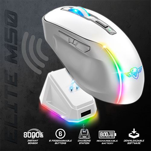 Rato Gaming Wireless Spirit of Gamer S-EM50WT | 8000 DPI | Branco | A ...